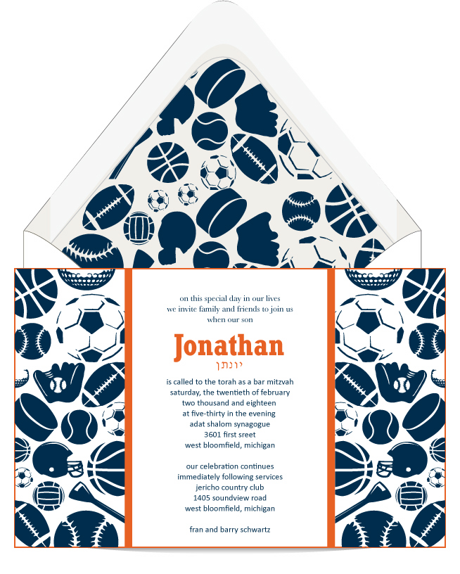 All Star Sports Bar Mitzvah Invitations | Cohen Printing And Invitations