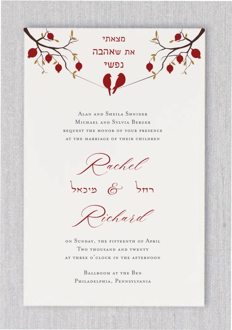 How To Choose Jewish Wedding Invitation Wording | Cohen Printing | The ...