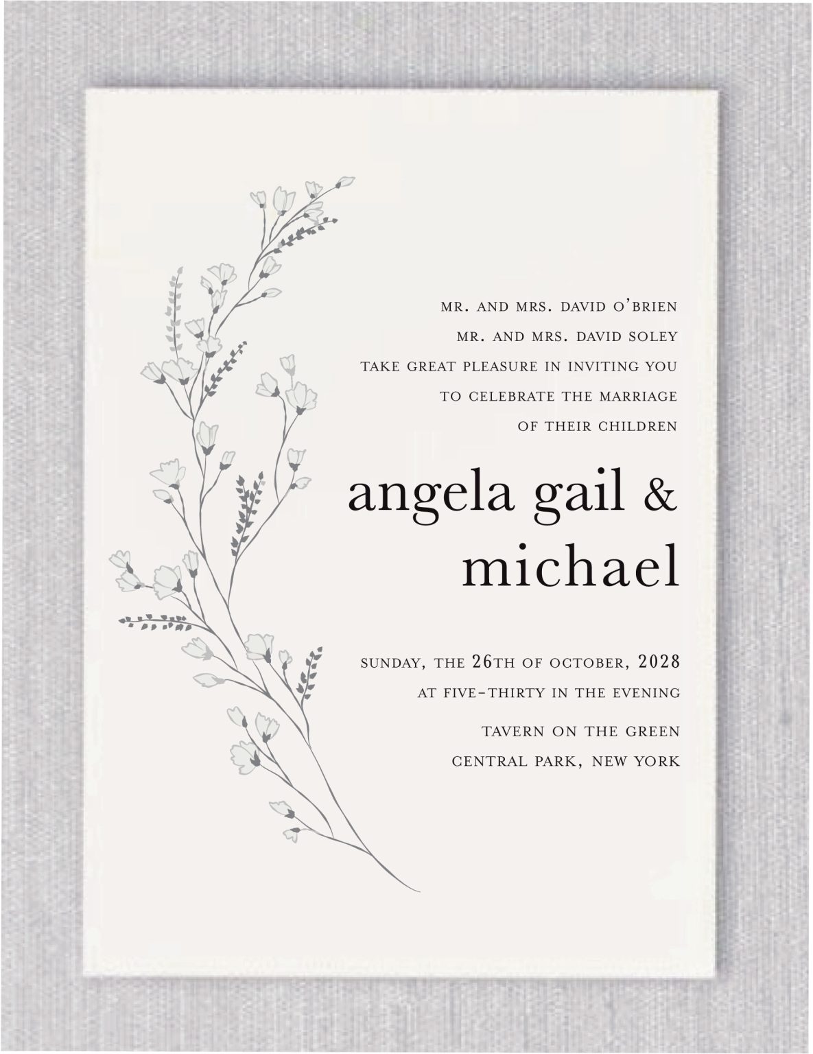 Wispy Flowers Paperless Wedding Invitation | Paperless Wedding Invitations